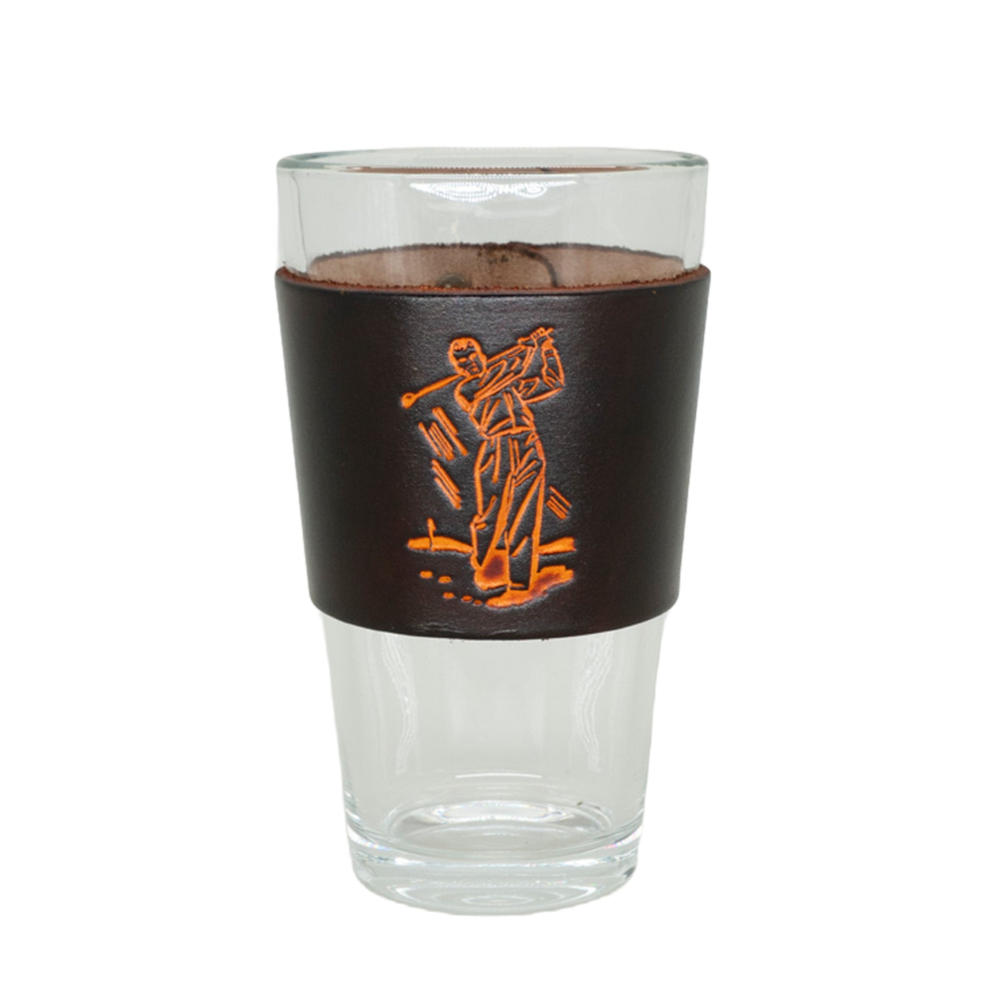 Golfer Pint Glass | Full Grain Leather Handcrafted Glass – Lindy Leather